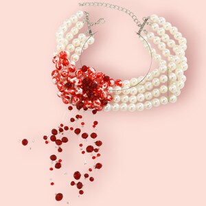 Gothic Vintage Red Blood Pearl Chain Necklace – Long Tassel Beaded ...