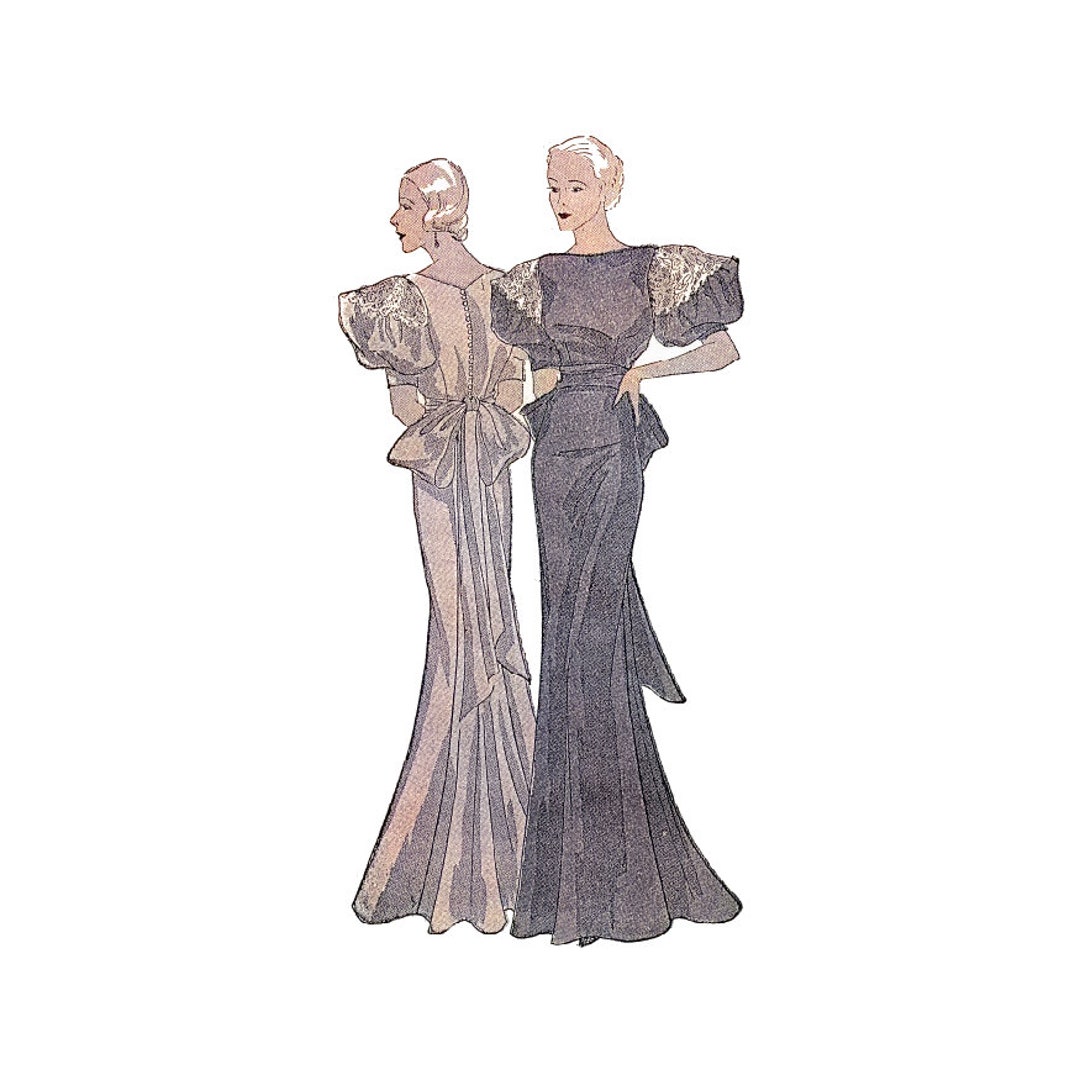 Past Patterns 0807B - 1930s Floor Length Evening Gown Sewing Pattern ...
