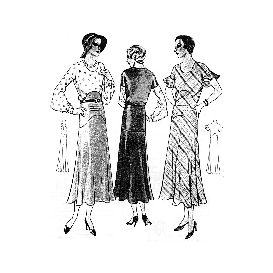 Past Patterns 6611 - Early 1930s Dress With Waist Yoke Sewing Bust 34 ...