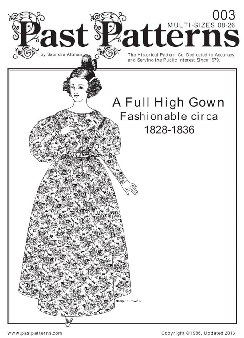 Past Patterns 0003 - 1830s Full High Gown Sewing Pattern Original ...
