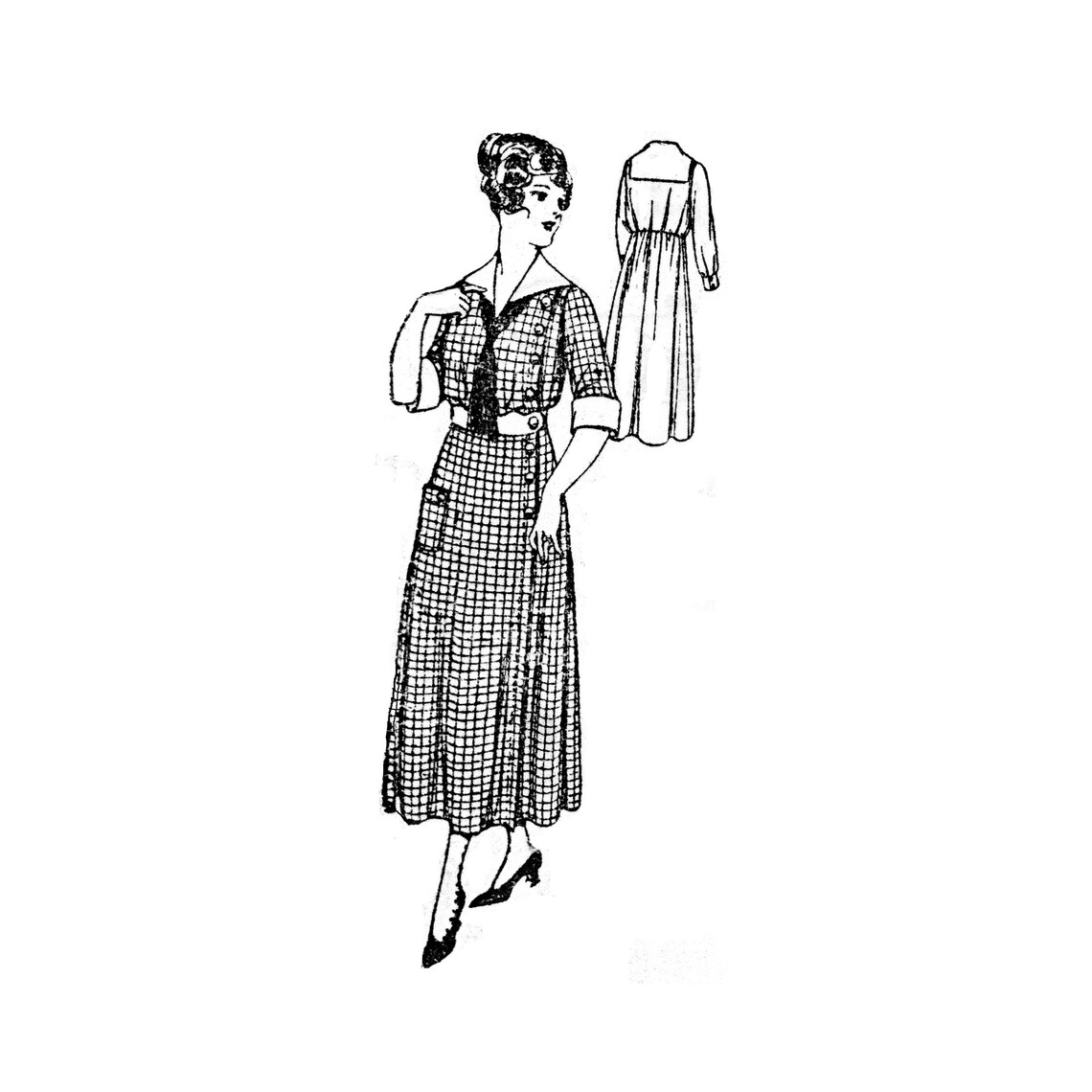 Past Patterns 8340 - 1920s House Dress Pattern Bust 38 B38 Montgomery ...