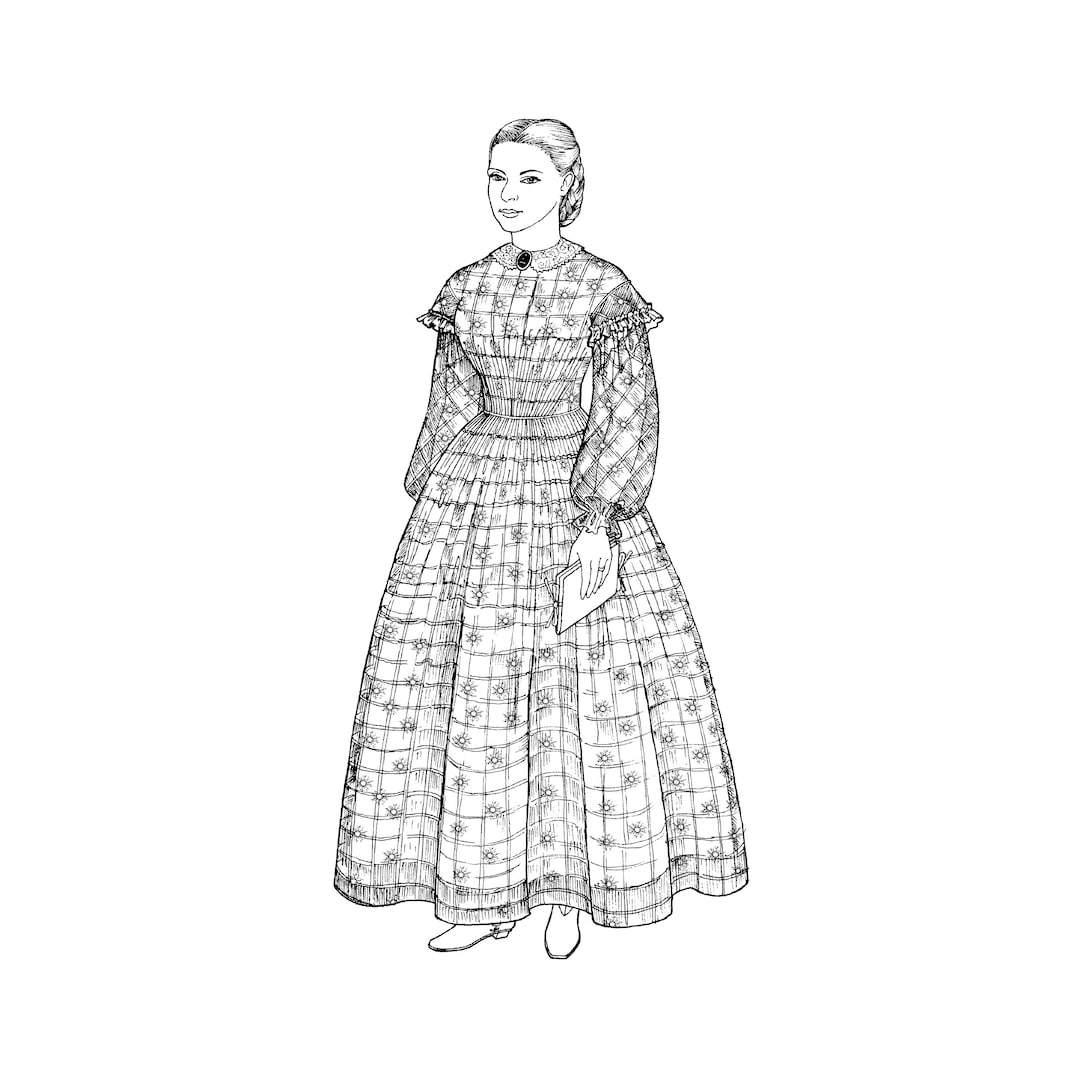 Past Patterns 0812 - Late 1850s Sheer Muslin Dress Sewing Pattern ...