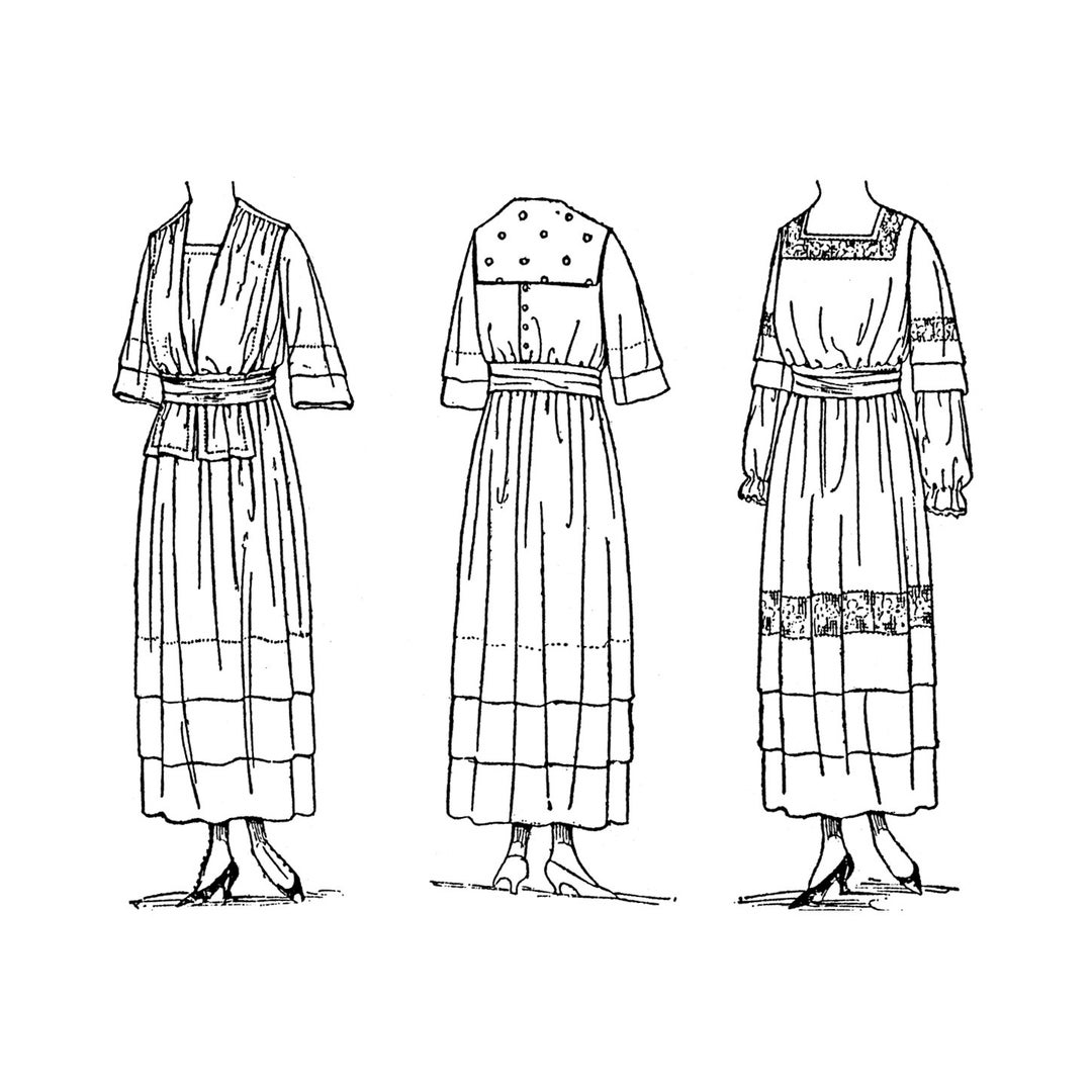 Past Patterns 9115 - Late 1910s Ladies Dress Sewing Pattern Bust 36 B36 ...