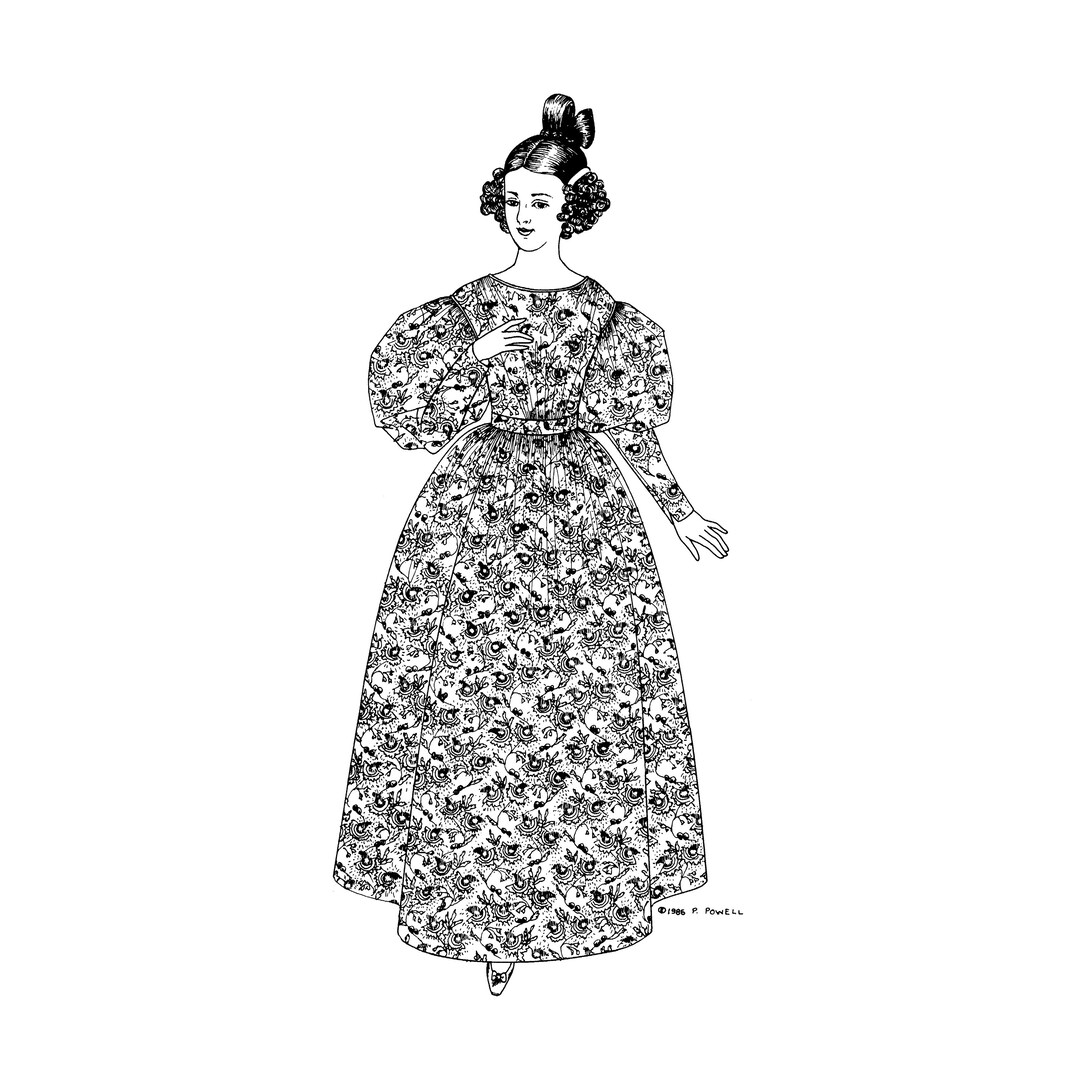 Past Patterns 0003 - 1830s Full High Gown Sewing Pattern Original ...