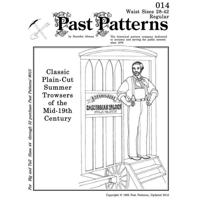 1840s-1860s Mens Summer Trousers Sewing Pattern (waist 28-42) | Past ...