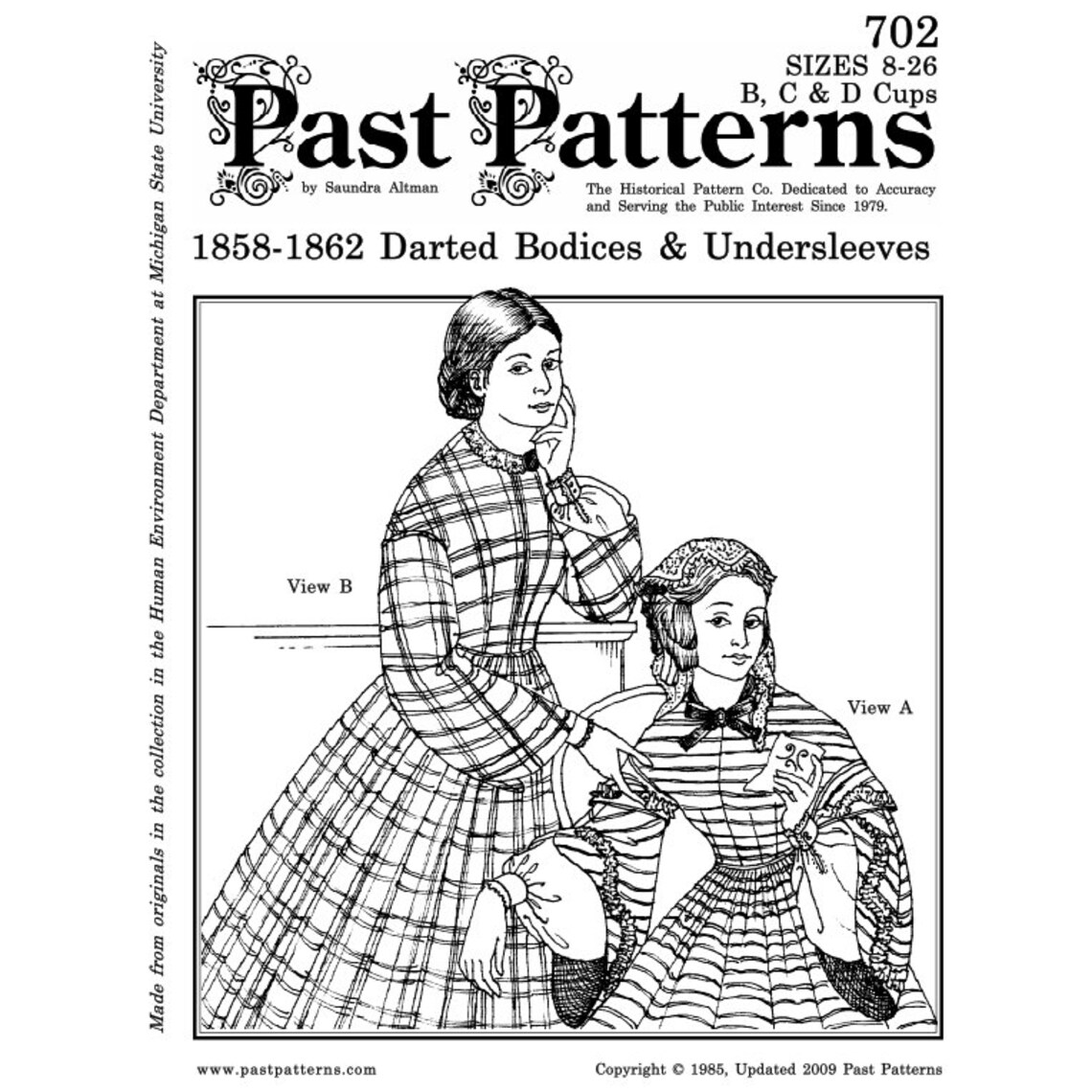 Past Patterns 0702 - 1850s Dart Fitted Bodice Sewing Pattern Original ...