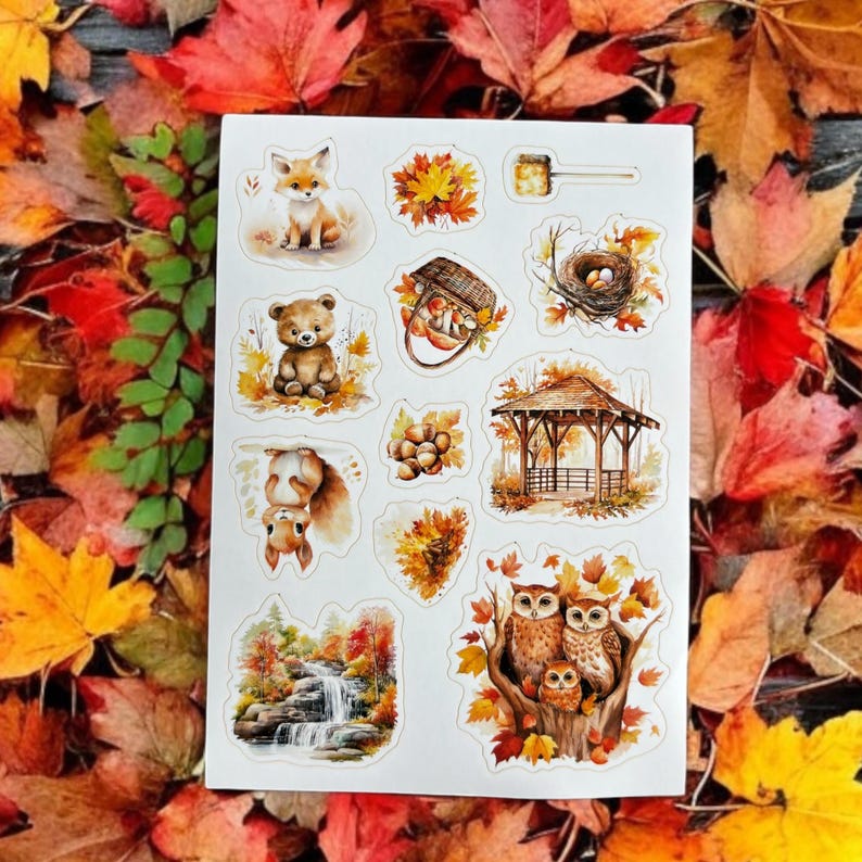 Autumn Magic: Sticker Set With Leaves, Pumpkins & Forest Animals - Etsy
