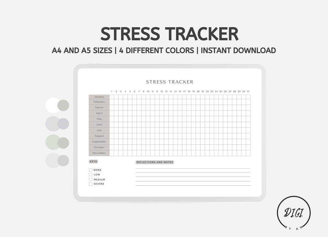 Stress Tracker PRINTABLE Journal Page Habit Tracker Anxiety Tracker ...