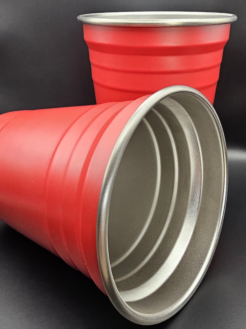 16oz Red Metal Drinking Cup (in the Style of Red Solo) Laser Engraved ...