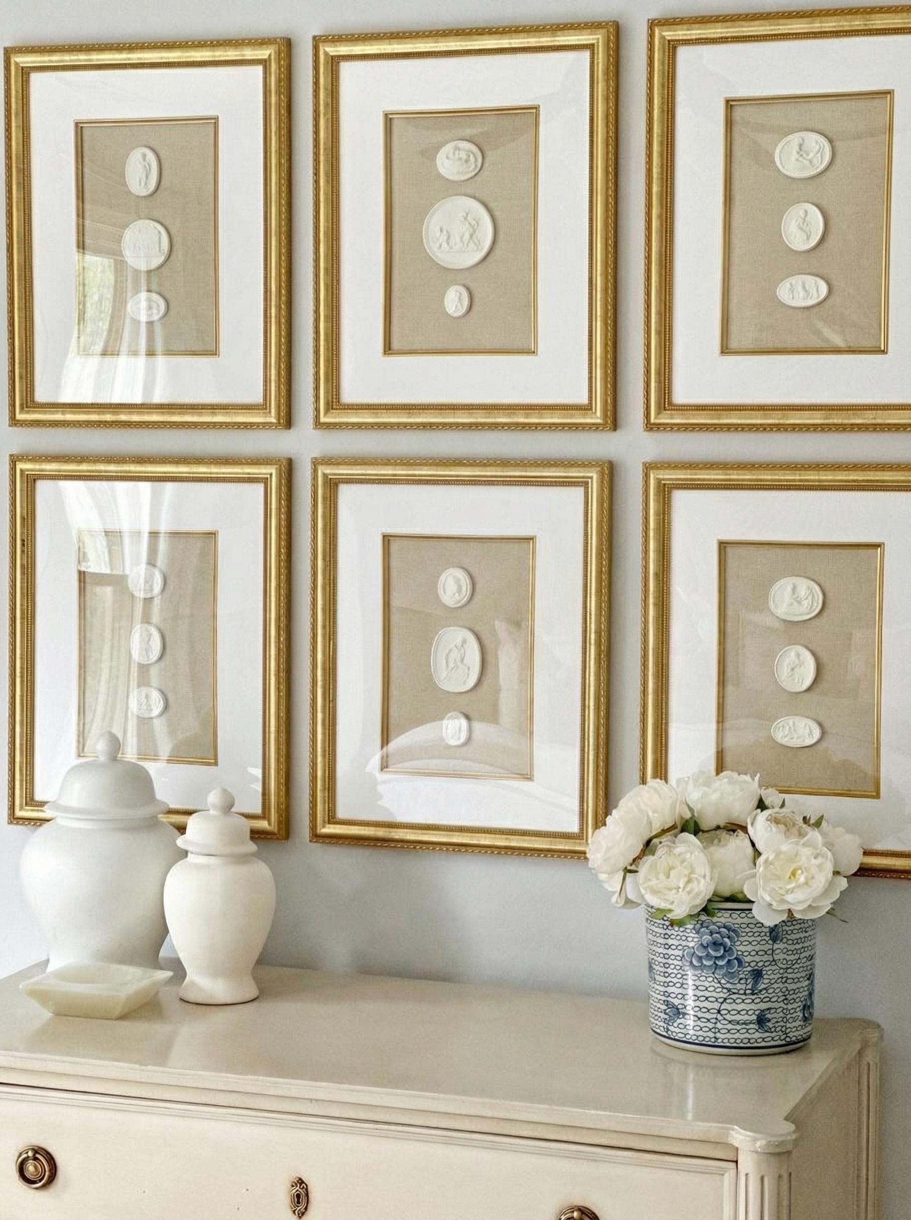 Intaglio Framed Art Set: Luxury Gallery Wall Decor, Linen Background - Etsy