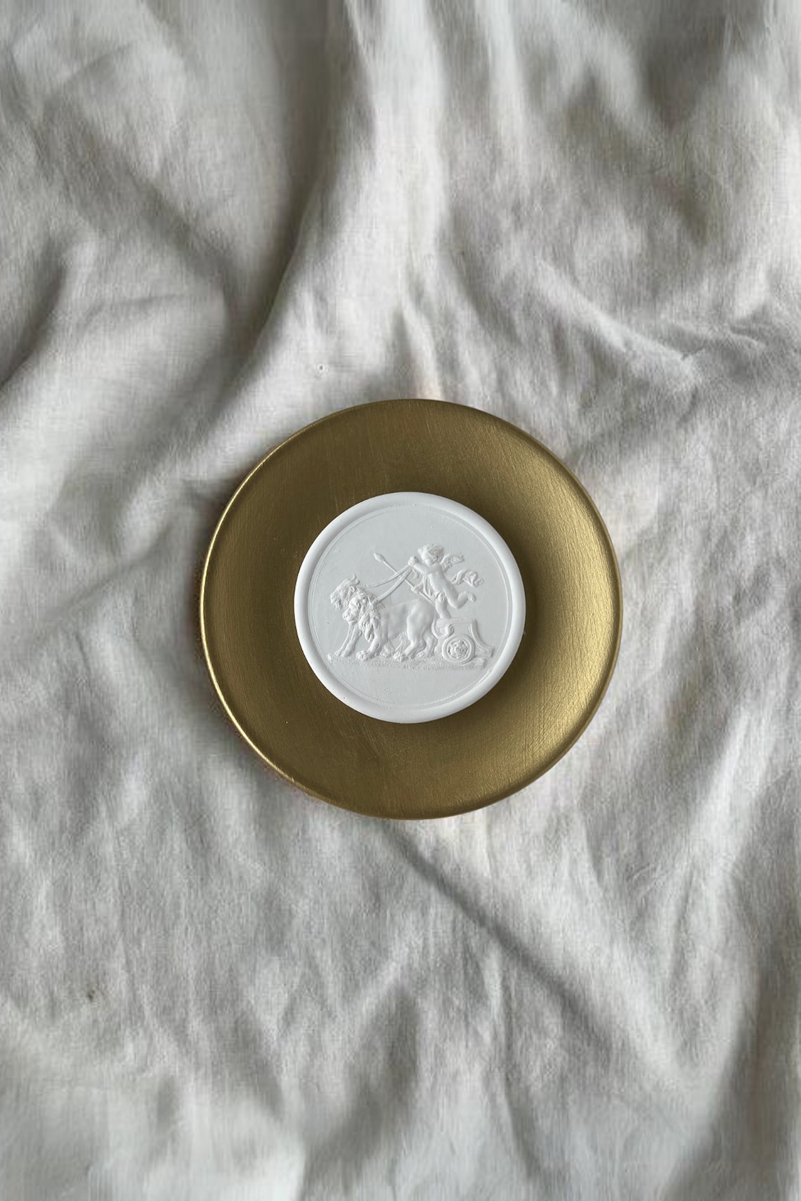 Intaglio Decorative Plate: Handmade Plaster Art, Gold Accents - Etsy