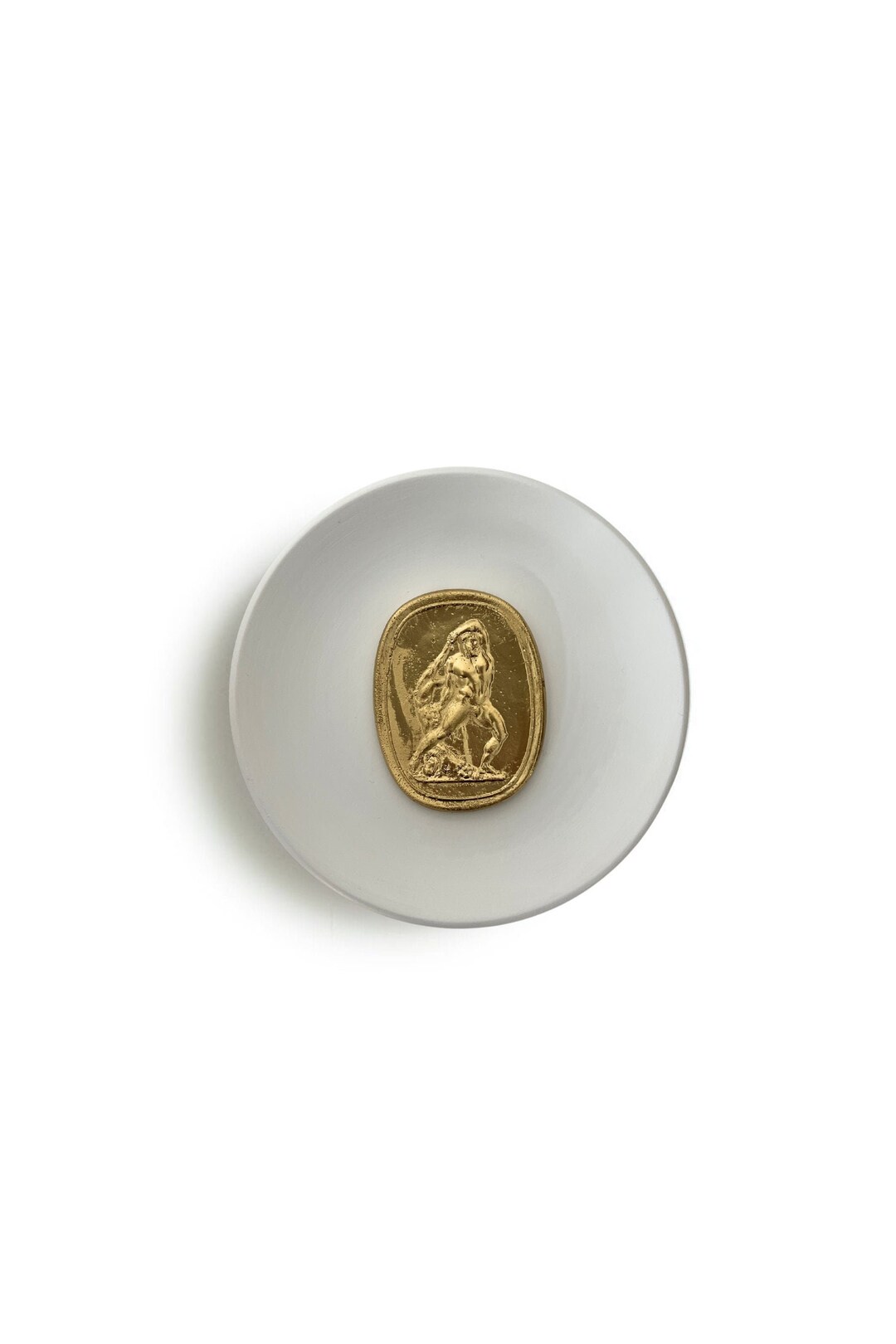 Decorative Plate With Intaglio, Ancient Art Beige Decor Plate, Intaglio ...