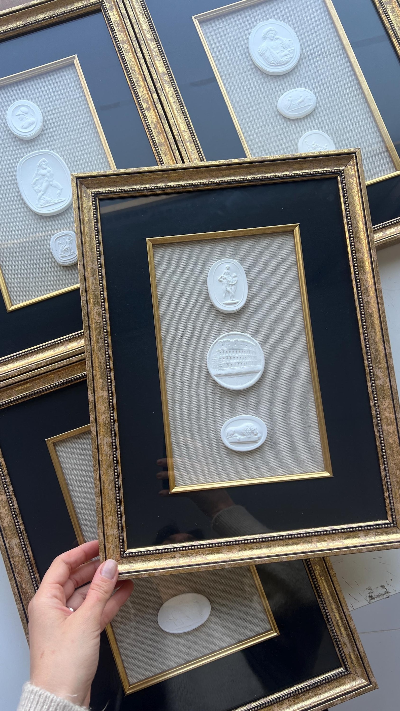 Intaglio Framed Classical Wall Decor, Gold Framed Intaglio Art ...
