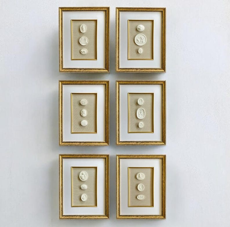 Intaglio Framed Art Set: Luxury Gallery Wall Decor, Linen Background - Etsy