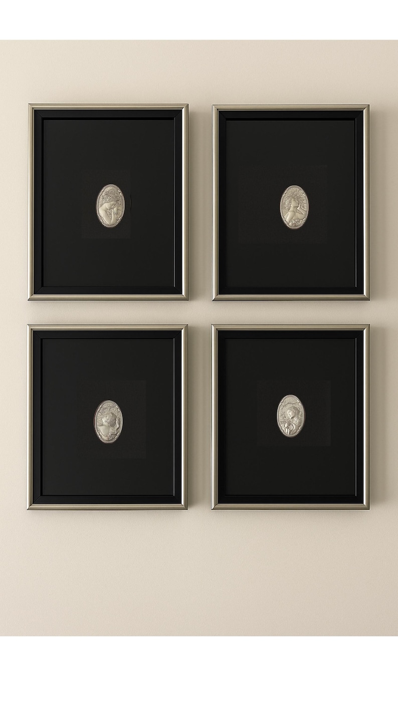 Signed 1940s Silver Relief Art – Framed Intaglio Set - Etsy