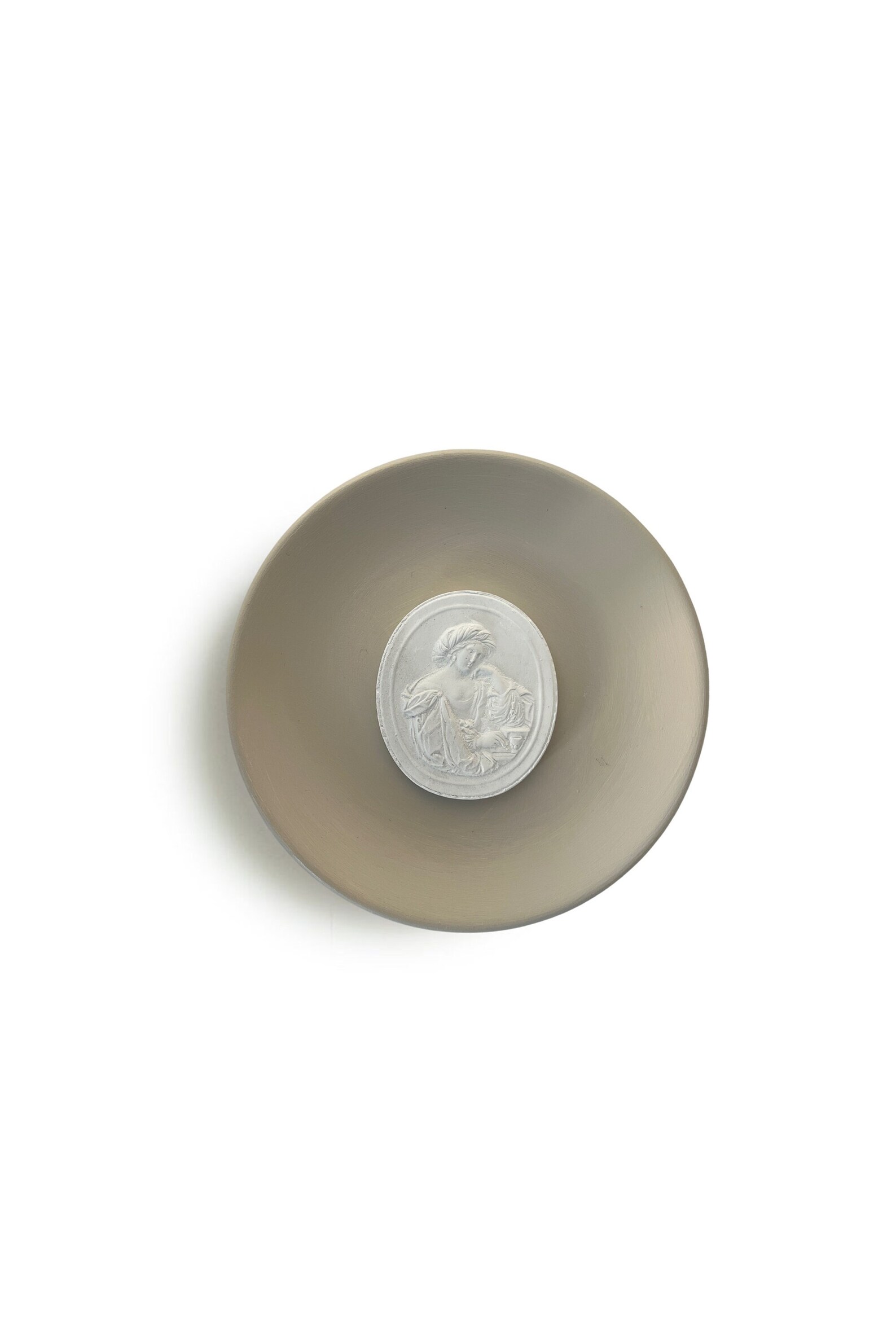 Decorative Plate With Intaglio, Ancient Art Beige Decor Plate, Intaglio ...