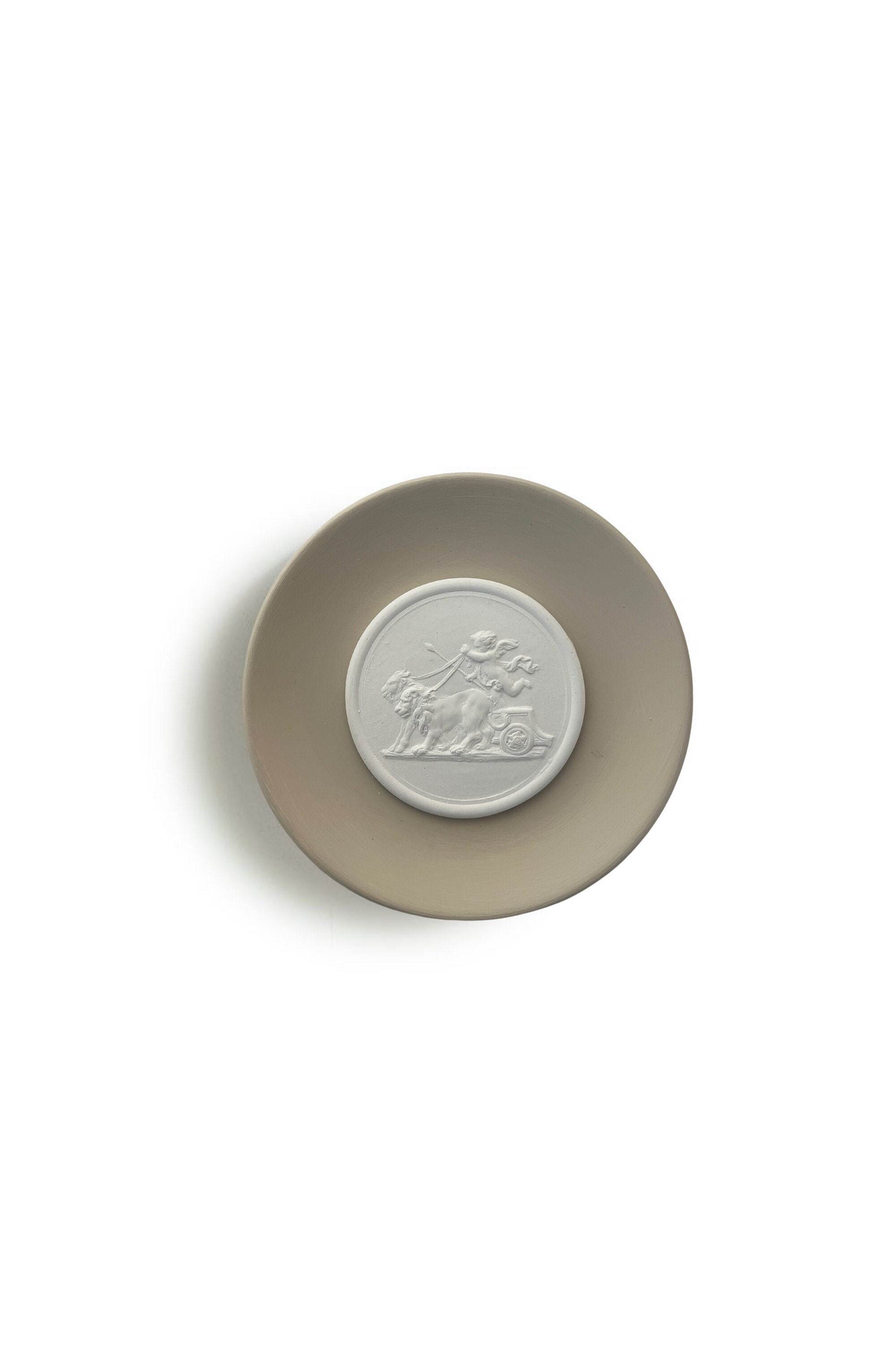 Decorative Plate With Intaglio, Ancient Art Beige Decor Plate, Intaglio ...