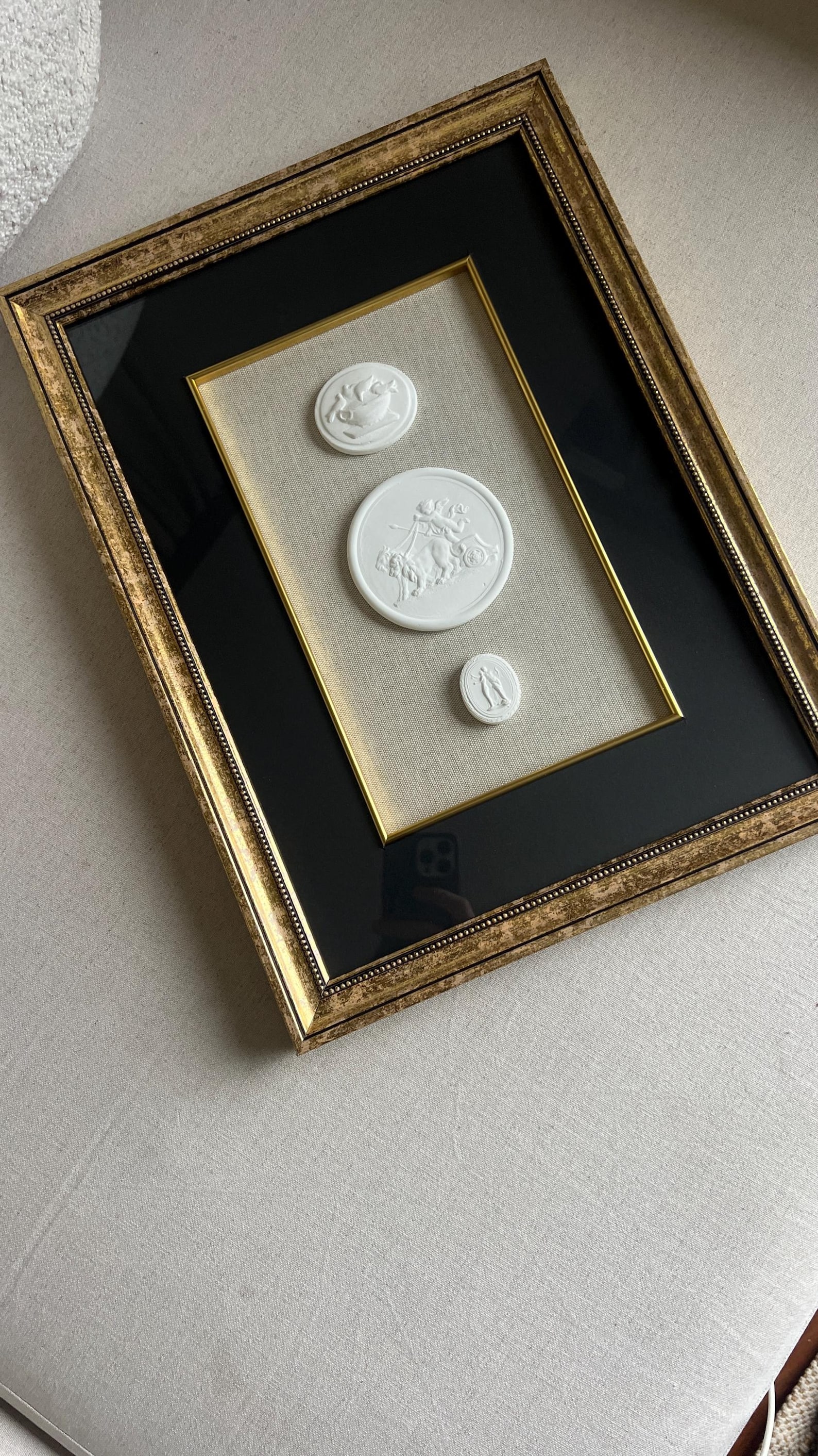 Intaglio Framed Classical Wall Decor, Gold Framed Intaglio Art ...
