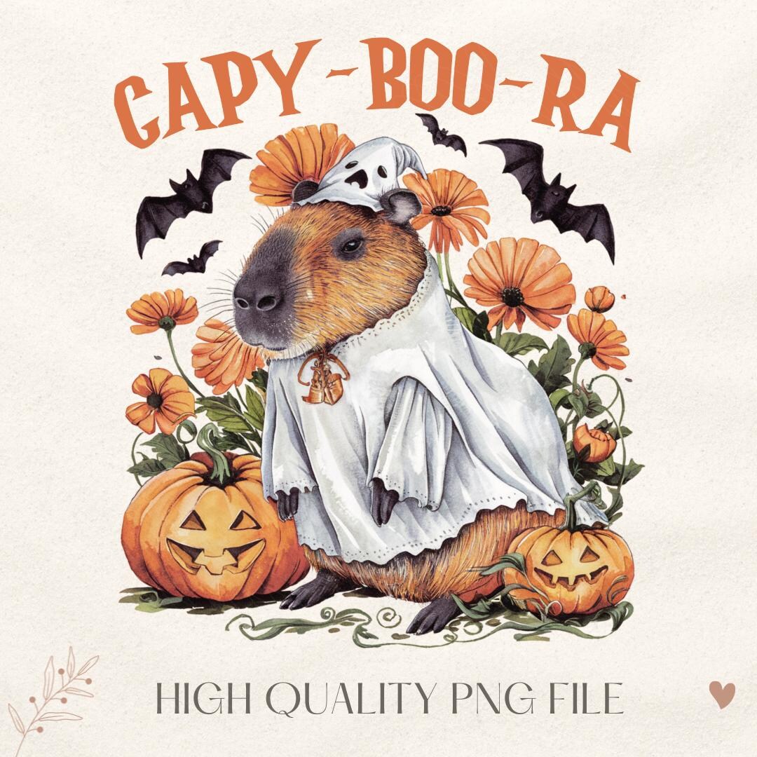 Capybara Halloween Ghost Png, Cute Capybara Sublimation, Spooky ...