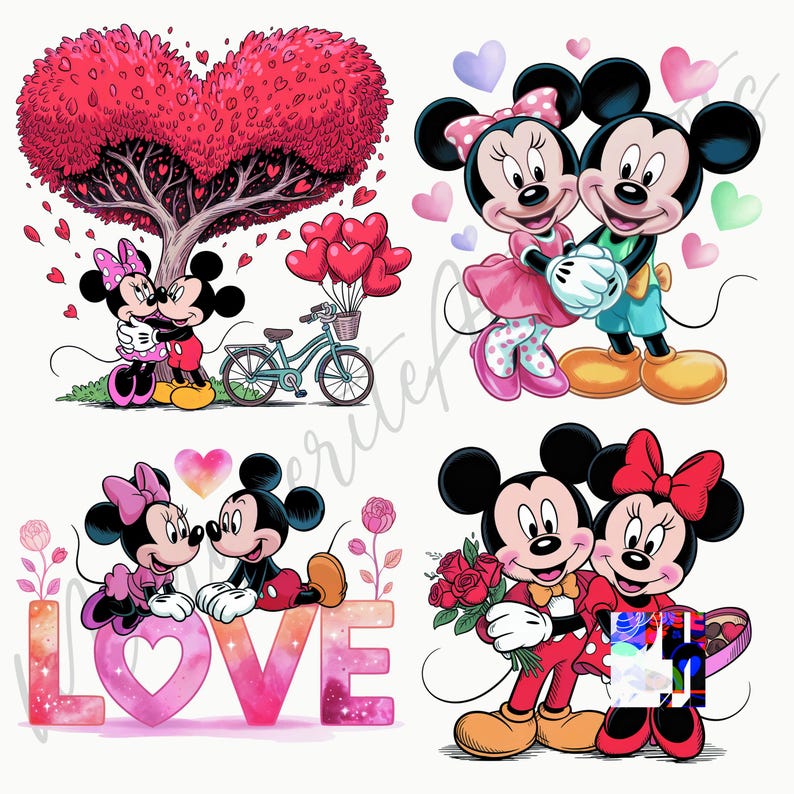 Valentine Png Bundle, Mouse and Friends Valentine Png, Magical Heart ...