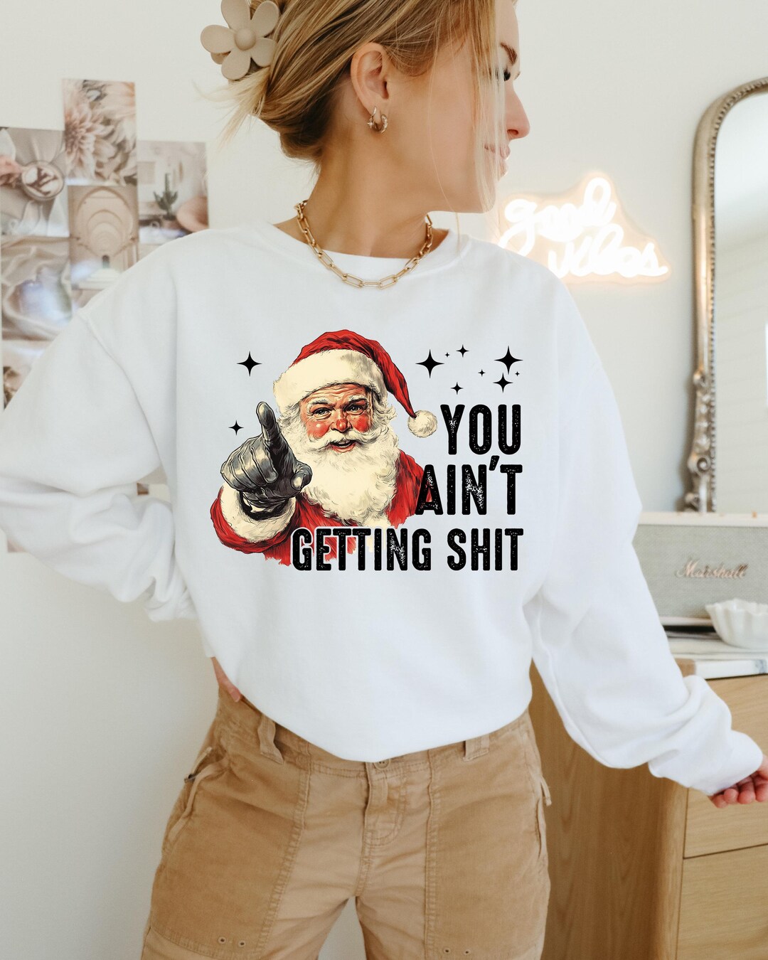 You Ain't Gettin' Shit Png, Funny Santa Claus Png, Trendy Christmas Png ...