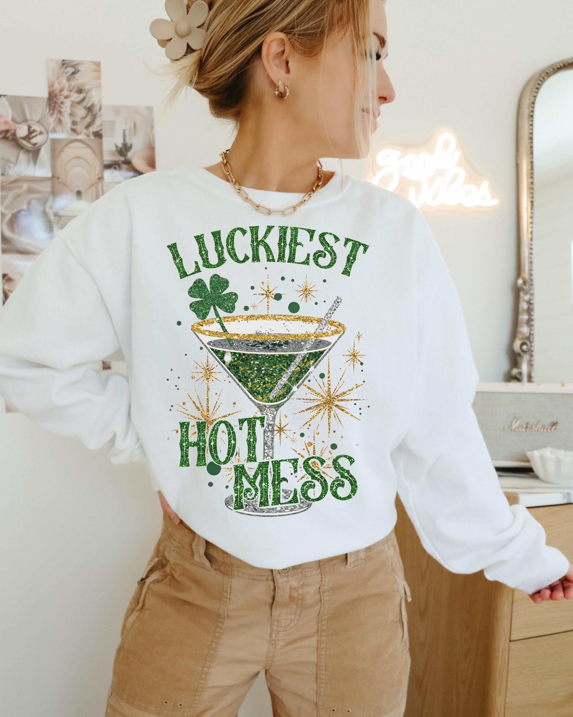 Luckiest Hot Mess PNG, Funny Drinking Martini Png, Alcohol St Patricks ...
