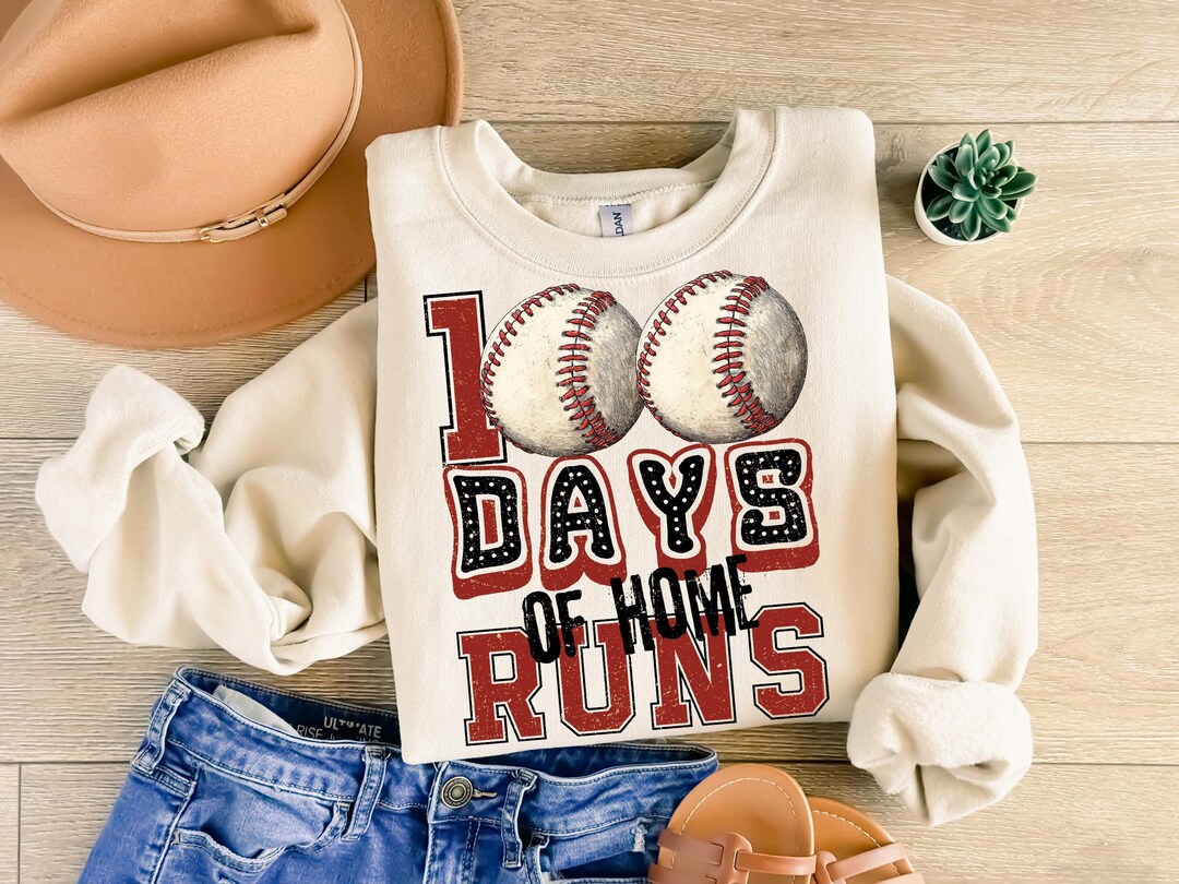 100 Days of Home Runs PNG | Sublimation Design | 100 Days of School PNG ...