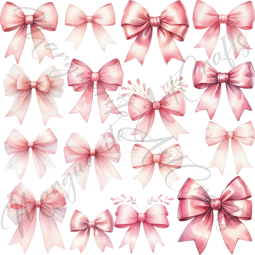 Watercolor Pastel Pink Bows Clipart PNG Pastel Ribbon Bow, Silk Bow ...
