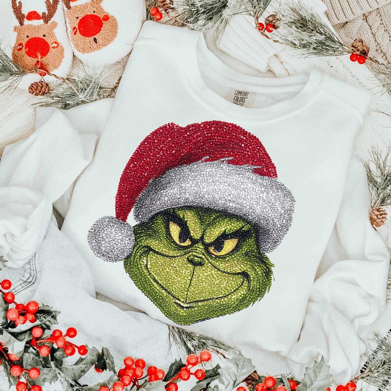 Rhinestone Grinch Christmas PNG - Sparkly Holiday Shirt (digital ...
