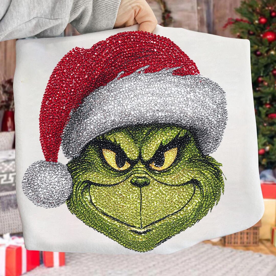 Rhinestone Grinch Christmas PNG - Sparkly Holiday Shirt (digital ...