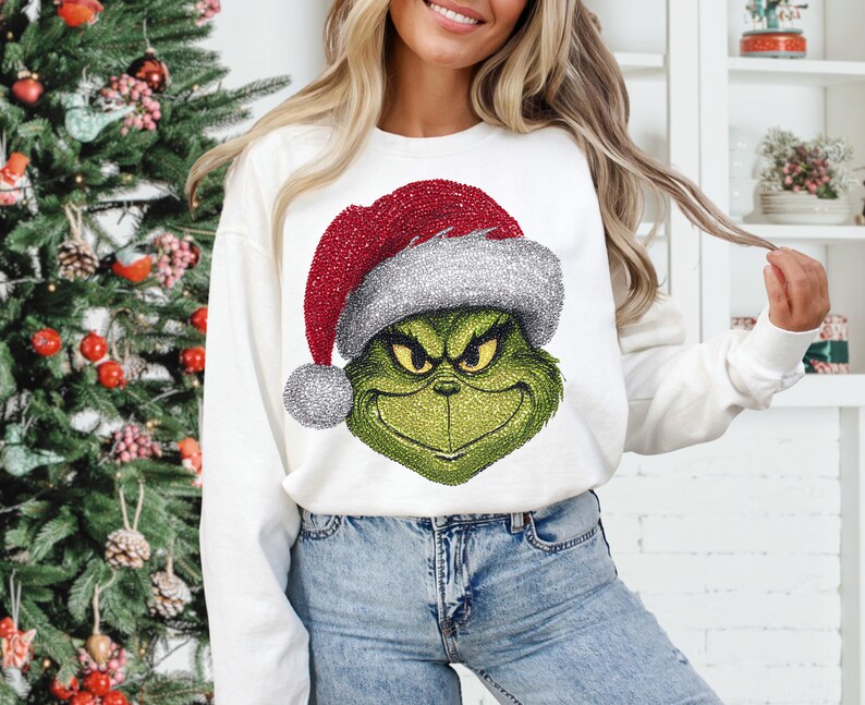 Rhinestone Grinch Christmas PNG - Sparkly Holiday Shirt (digital ...