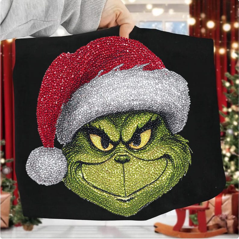 Rhinestone Grinch Christmas PNG - Sparkly Holiday Shirt (digital ...