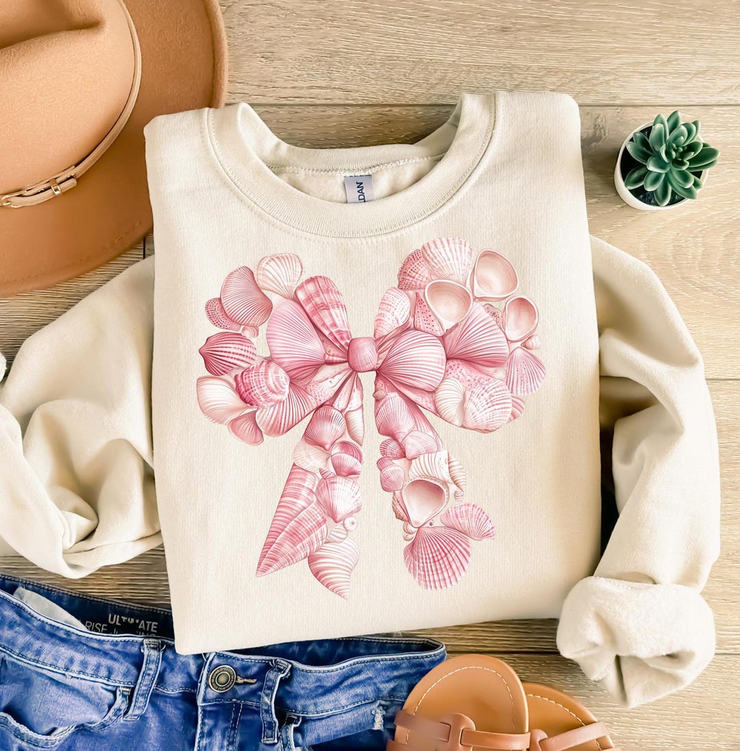 Seashell Bow PNG Beach PNG Summer PNG Coastal Girly Ocean Print ...