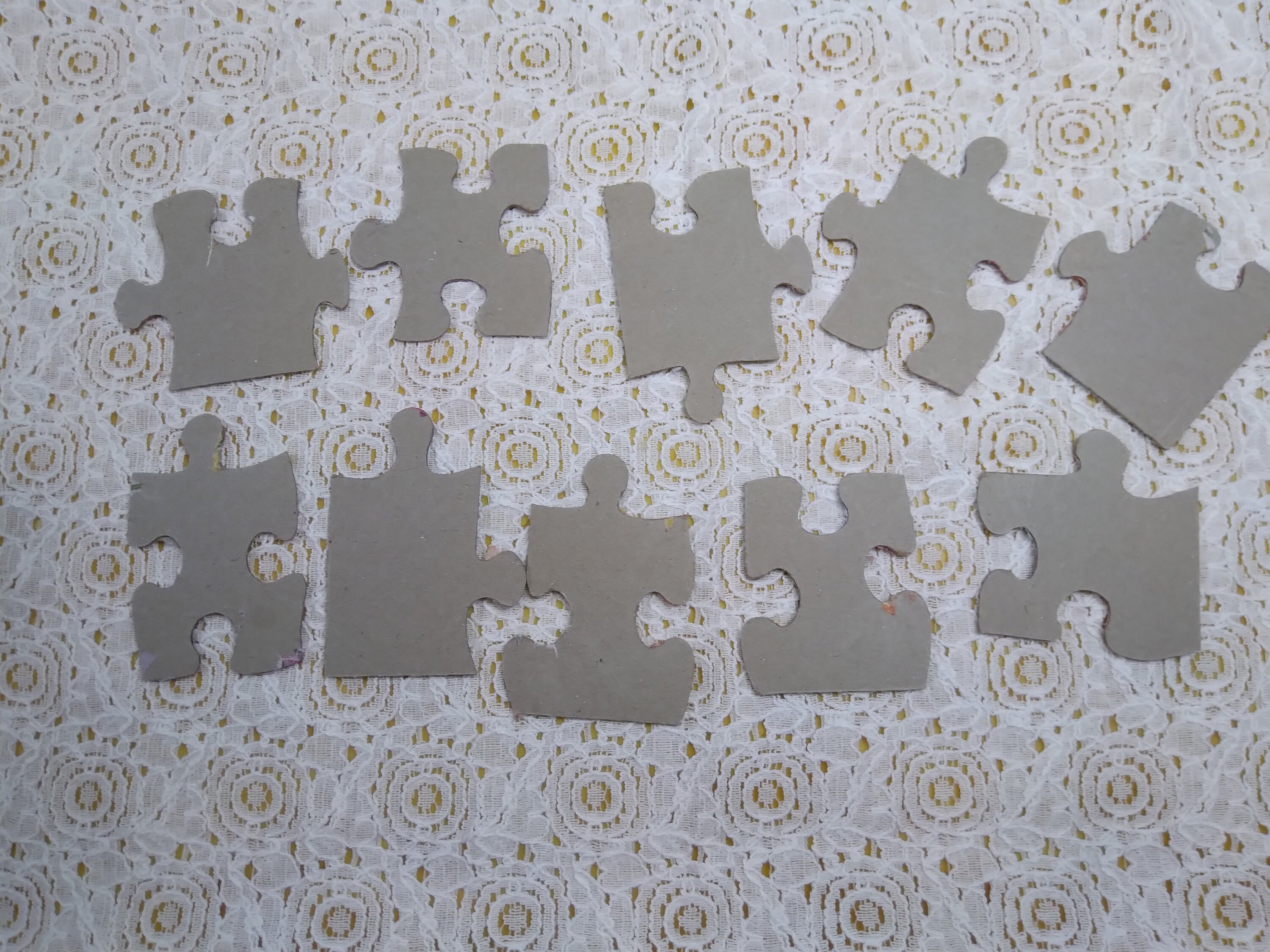 Napkin Covered Big Puzzle Pieces, Chipboard Puzzle Pieces, Paper Napkin ...