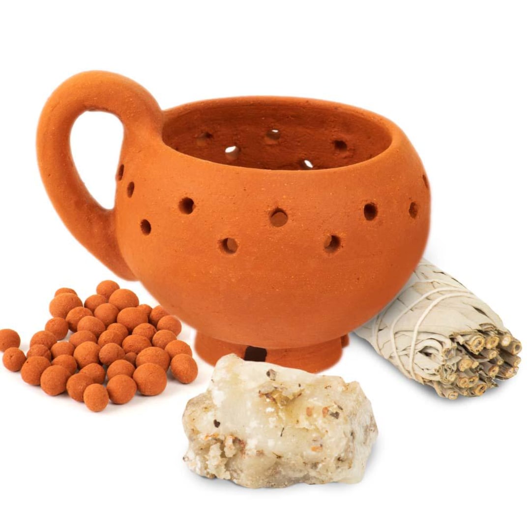 Terracota Cup "granada Copalera" Sahumador - Essence Kit Set W/sage and ...