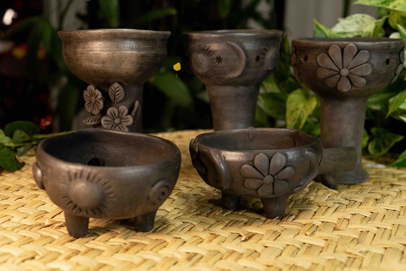 Copalera Sol y Luna de barro pulido de Oaxaca - Etsy México