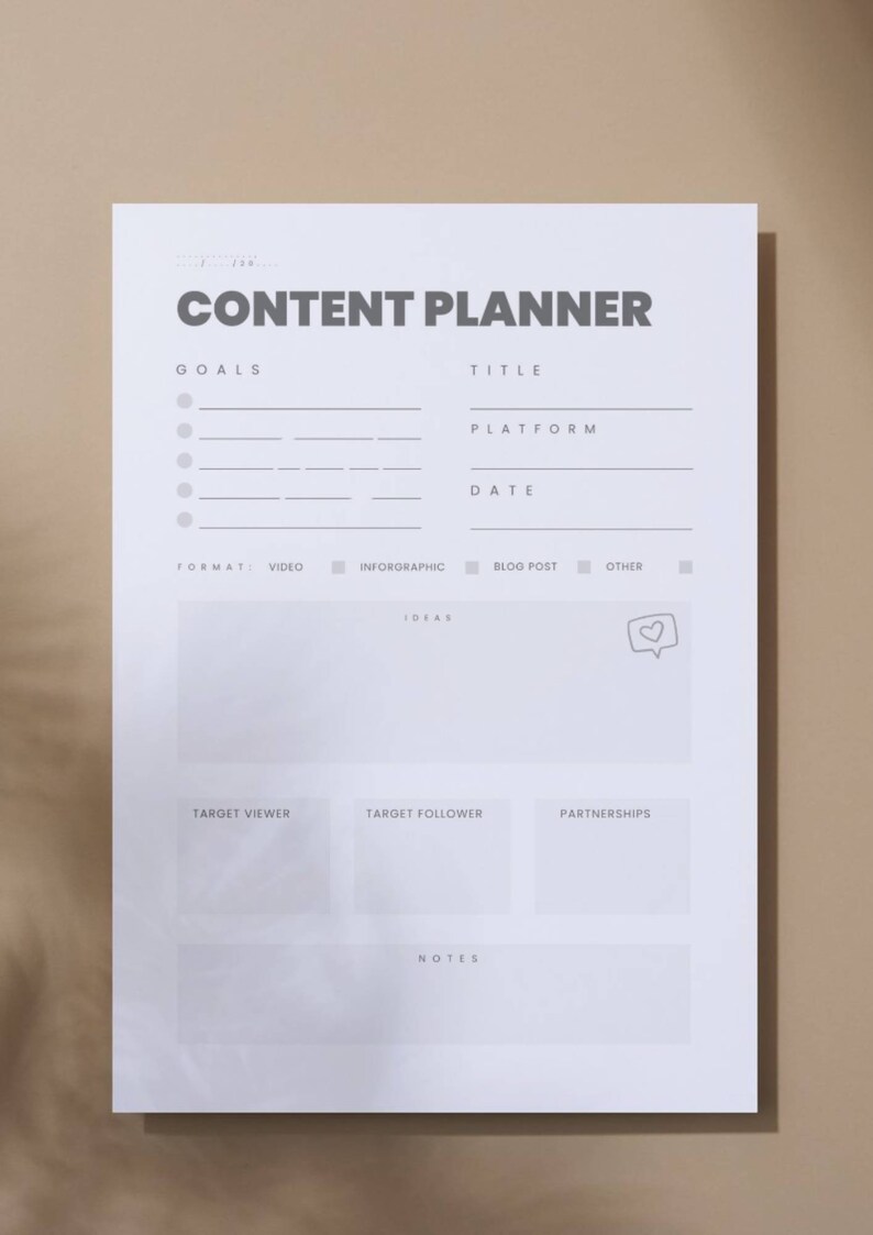 Simple Content Planner Printable Layouts Social Media & Blogging ...