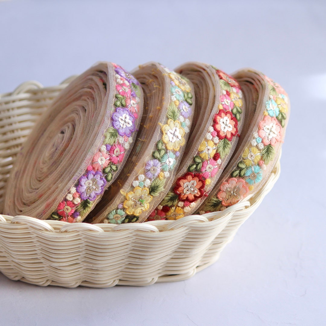 Embroidered Trim Embroidery Ribbon,indian Saree Border,fabric Trim,silk ...