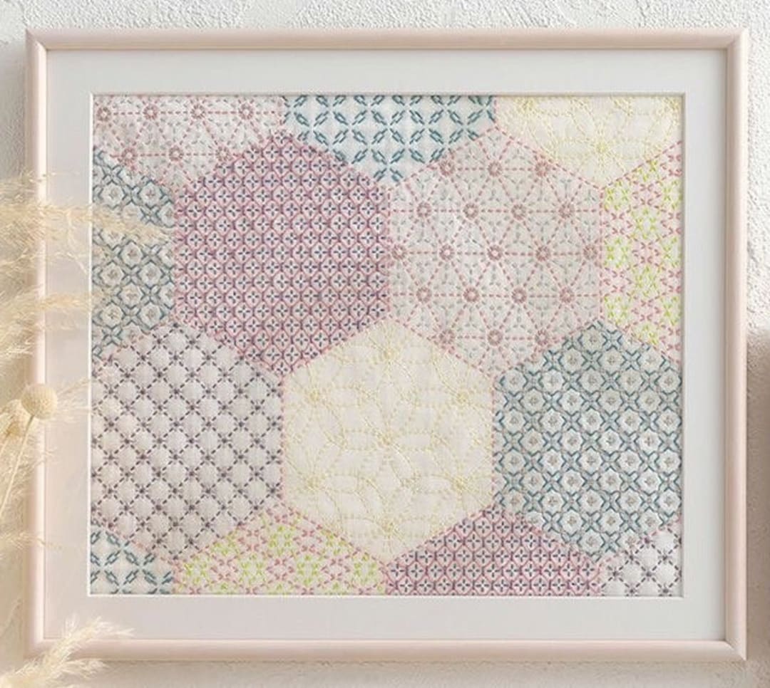 Sashiko Cloth/kit Japanese Sashiko Yose Moyo - Etsy