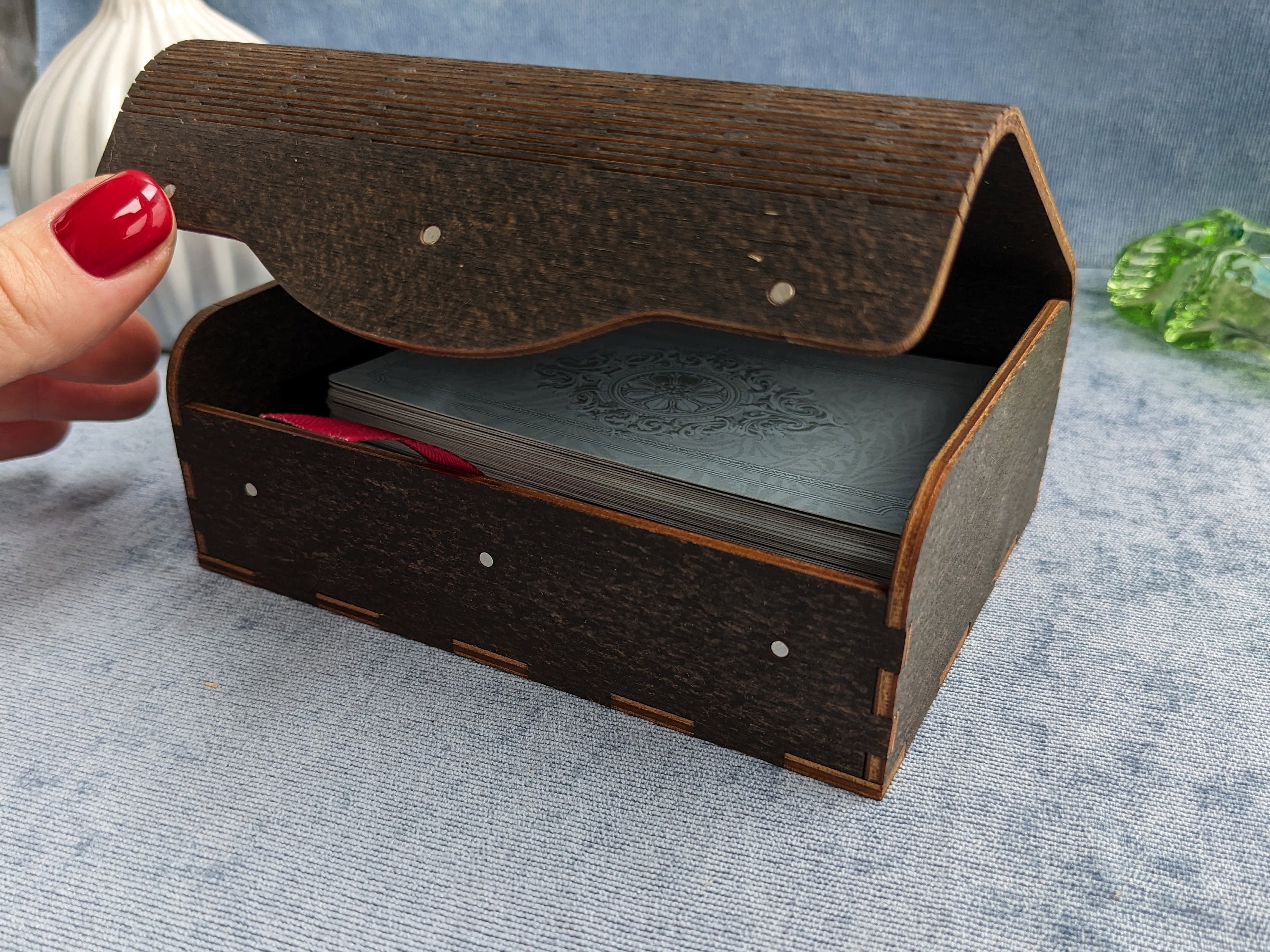 Personalized Tarot Deck Box. Moon Phases Crystal Storage Wooden Box ...