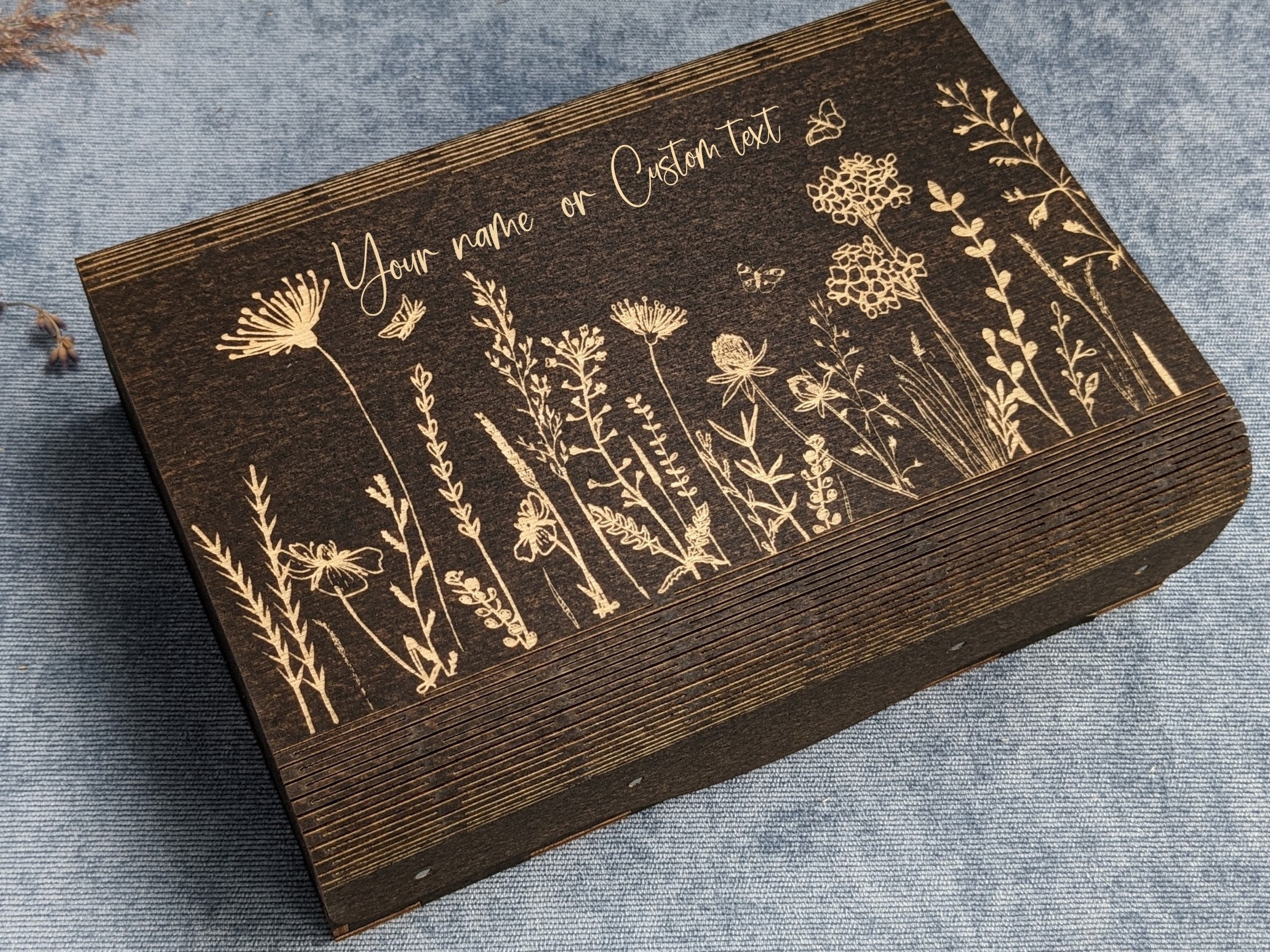 Wild Herbs Personalized Wooden Box, Gift for Mom Custom Keepsake Box ...