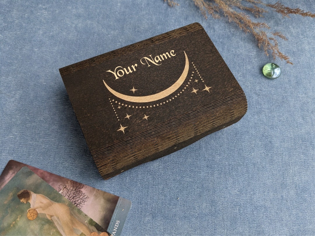 Personalized Tarot Deck Box. Luna Moon Wooden Box Crystal Storage ...