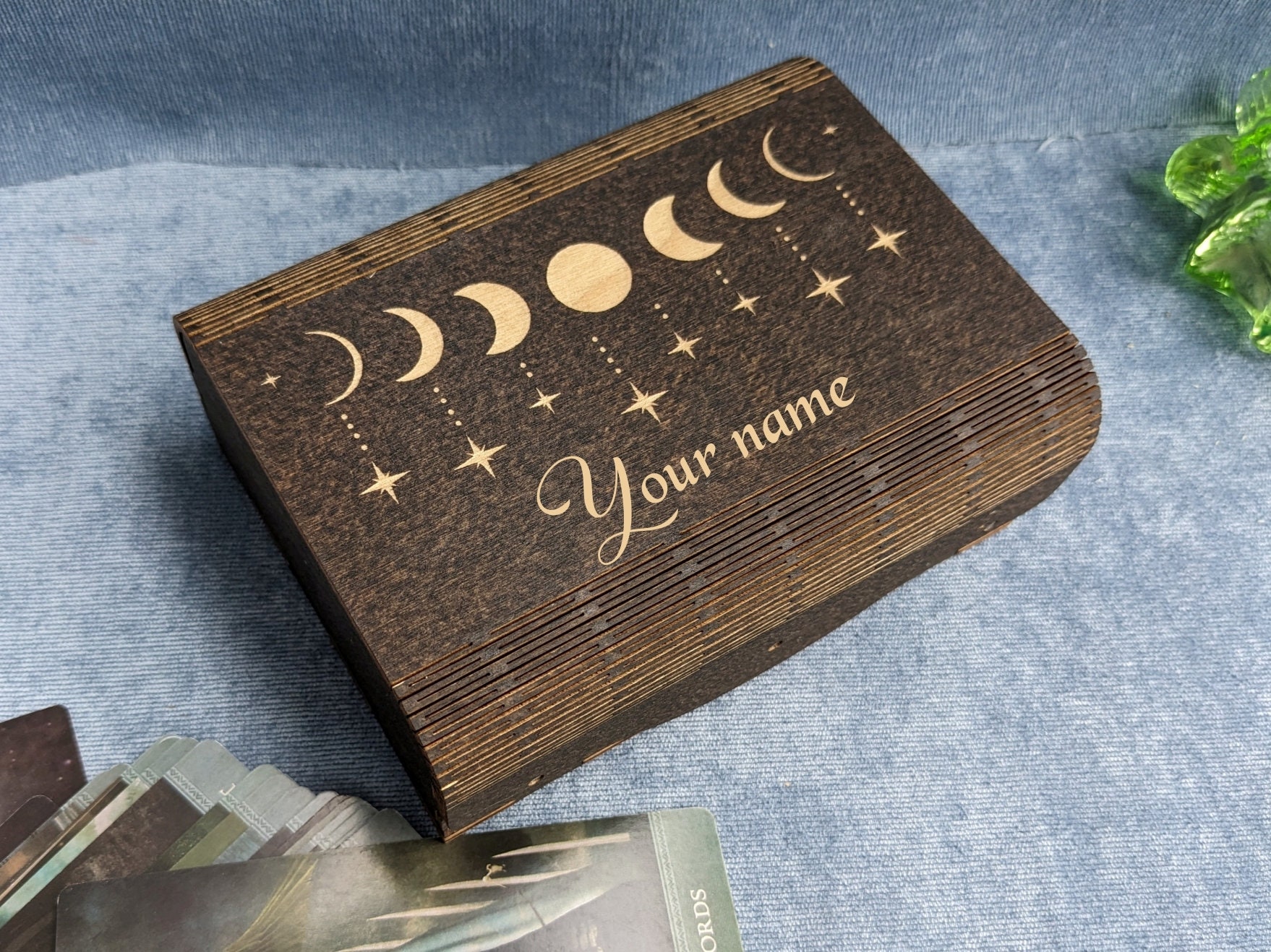 Personalized Tarot Deck Box. Moon Phases Crystal Storage Wooden Box ...