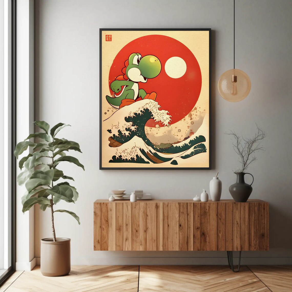 Yoshi From Mario in Japanese Poster: Japanese Tapestry for Home Decor ...