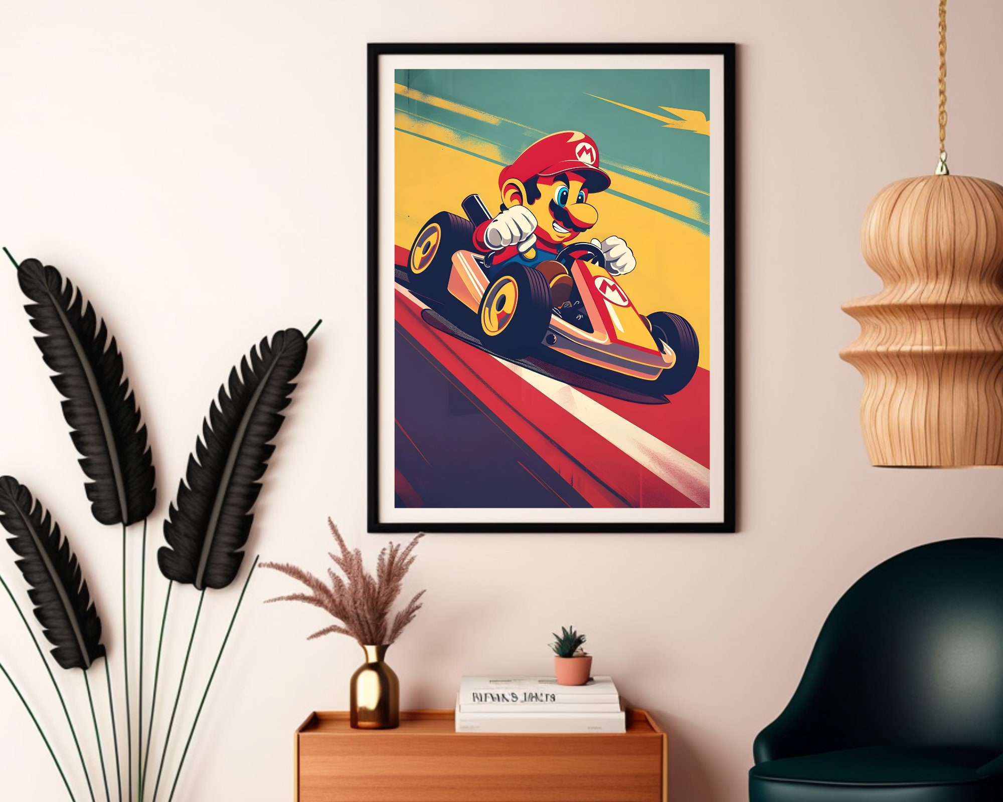 Mario Kart Vintage Poster Racing Car Mario, Character Mario Bros, Retro ...