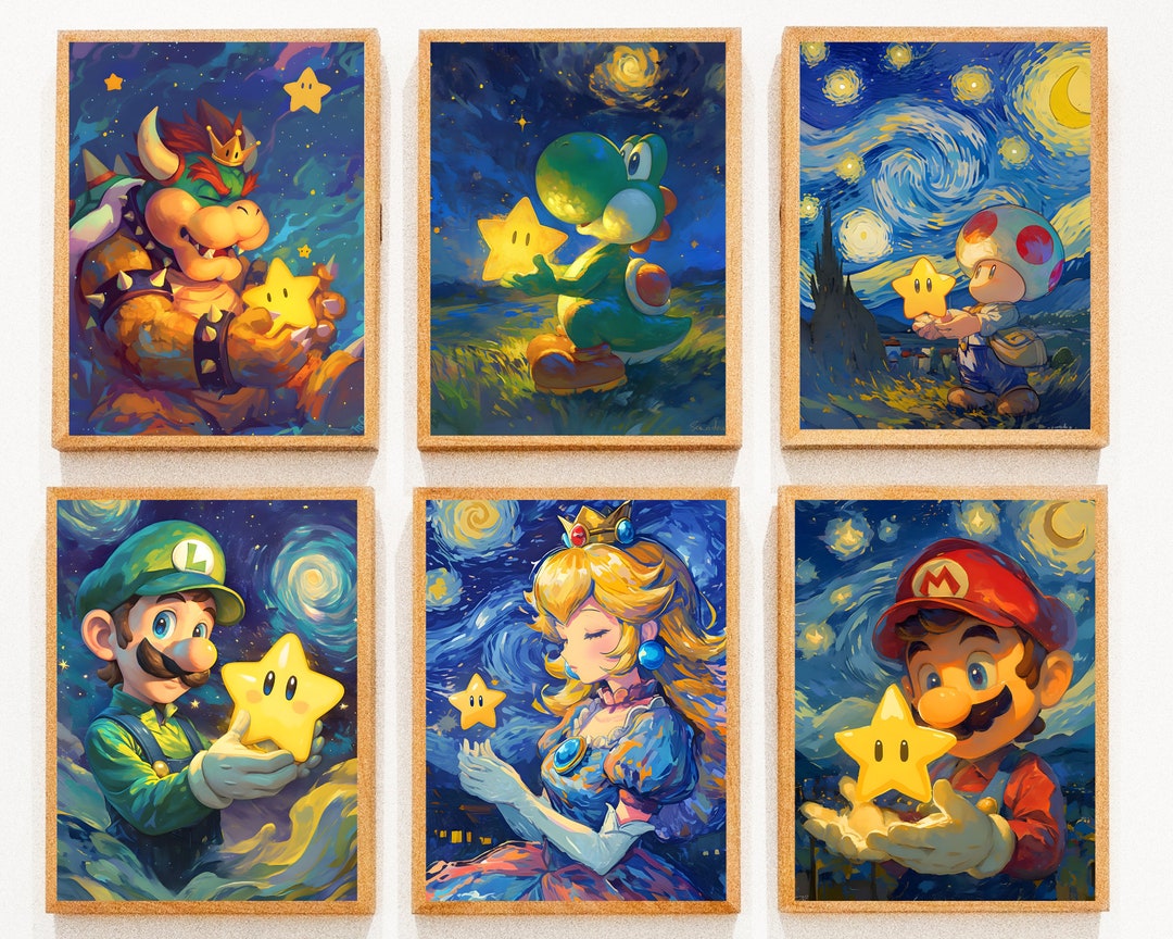 Super Mario in Van Gogh Style, Gaming Poster, Printable Wall Art ...