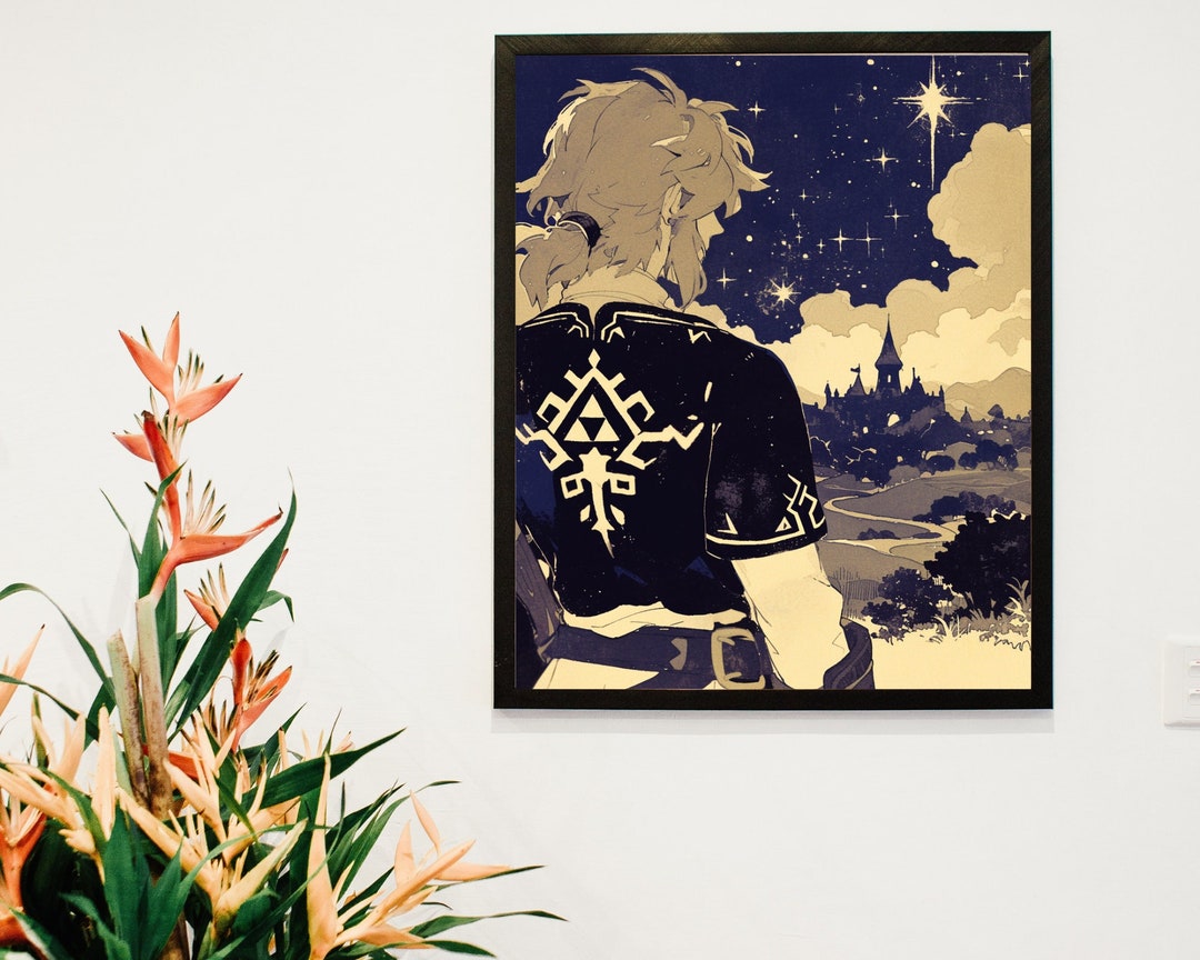 Link From Zelda Tears of the Kingdom Japanese Tapestry Starry Night ...