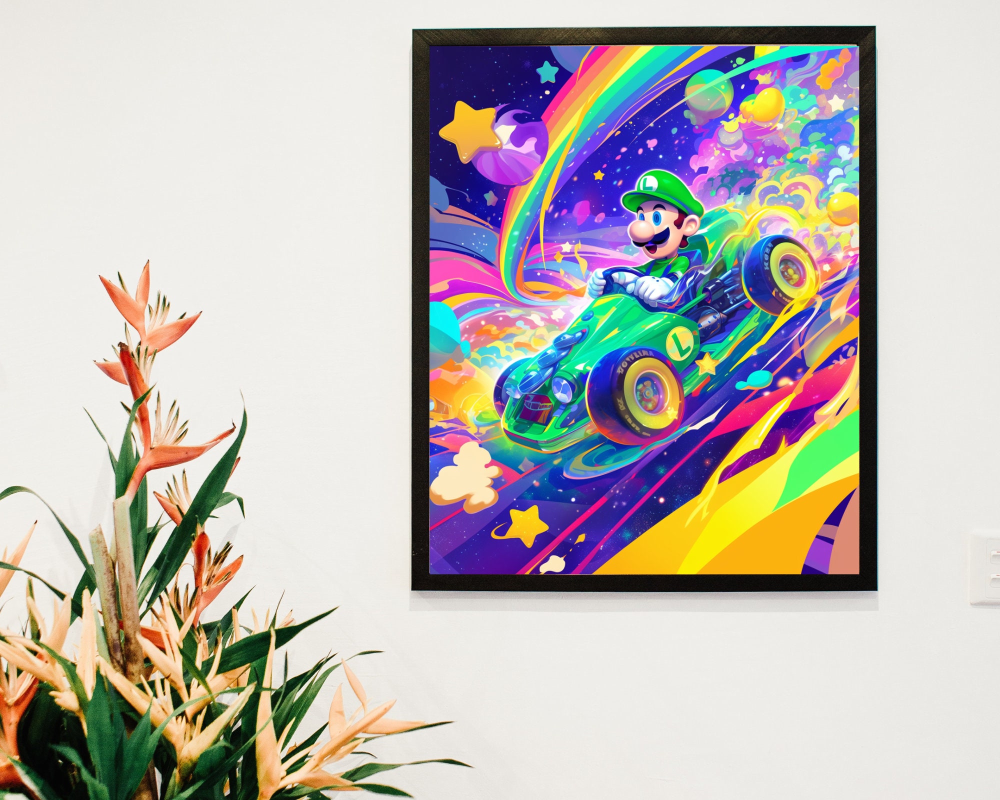 Printable Mario Kart Poster: Rainbow Road Retro Gaming Wall Art (set of ...
