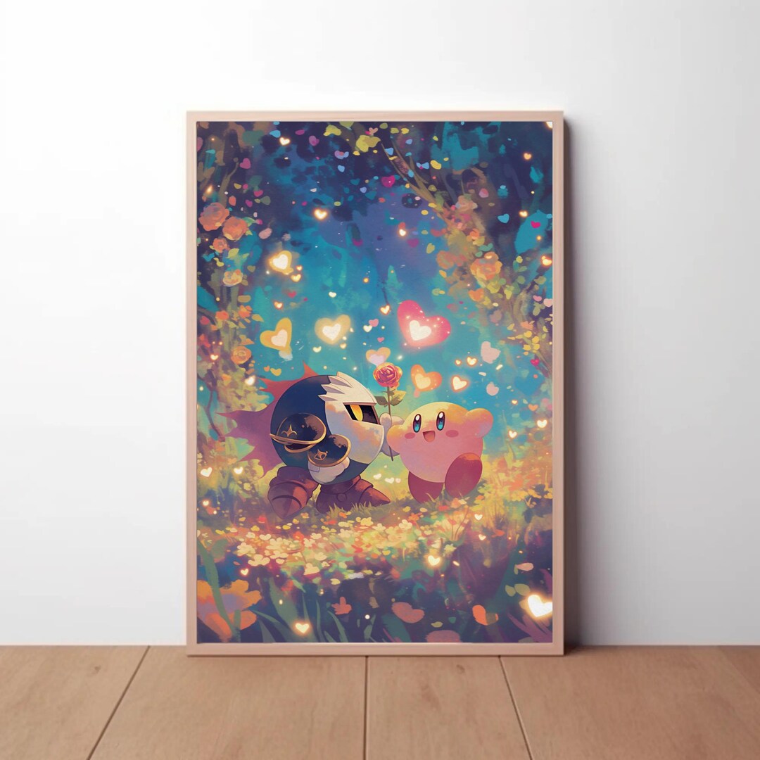 Kirby Poster, Kirby for Valentine's Day, Printable Wall Art, Super ...