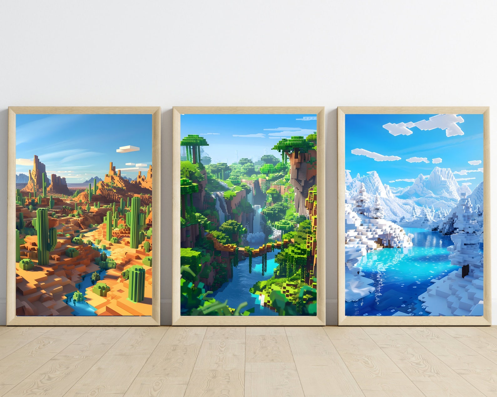 Set of 6 Minecraft Poster, Minecraft Wall Art, Minecraft Landscape ...